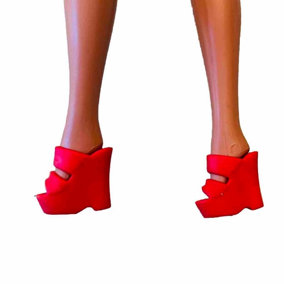 Mattel | Toys | Vintage 20 Barbie Fashion Avenue Platform Sandals Red ...